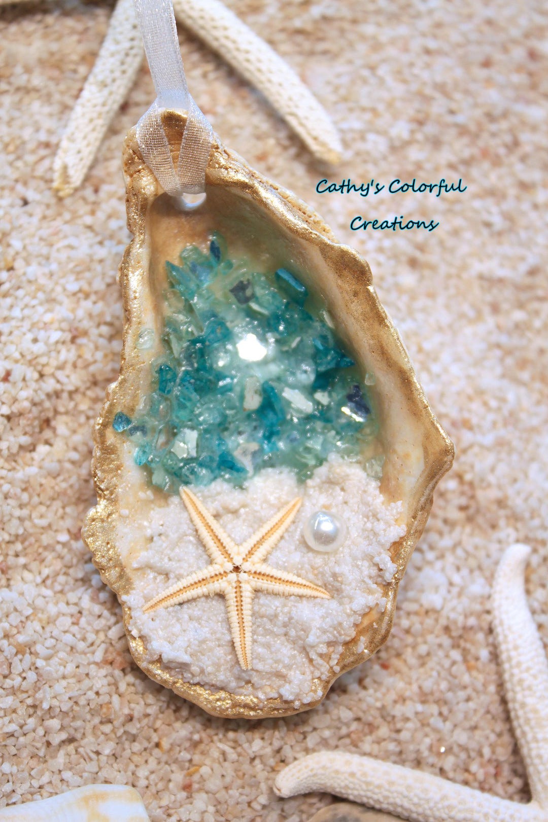 Oyster Ornament, Coastal Christmas, Coastal Ornament, Oyster Shell ...