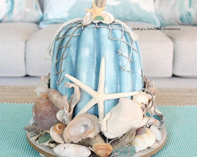 Pumpkin, Coastal Pumpkin, Centerpiece, Pumpkin Centerpiece, Beach ...