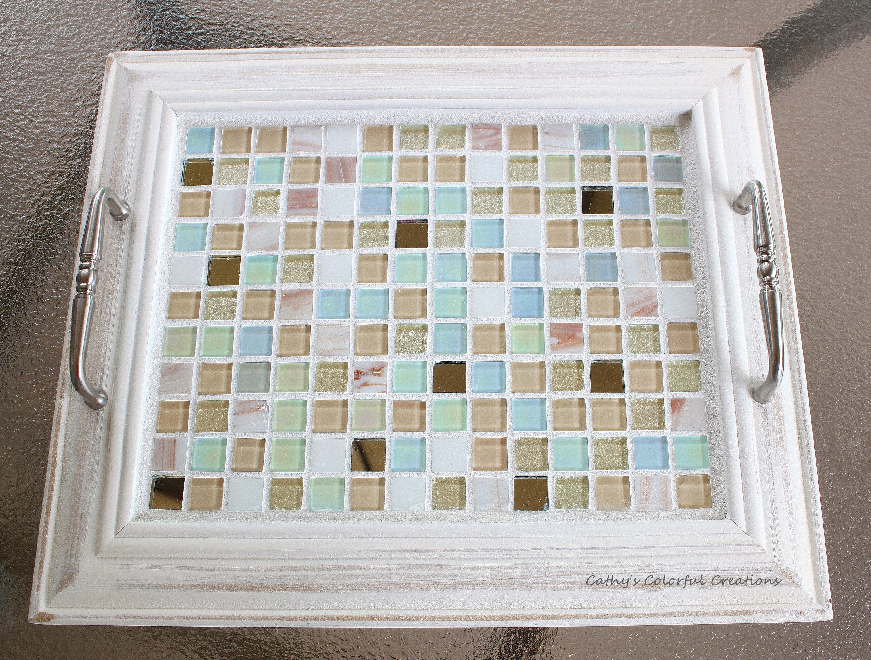 Coastal Tray, Beach Tray, Coastal Tiled Tray, Coastal Mosaic Tray ...
