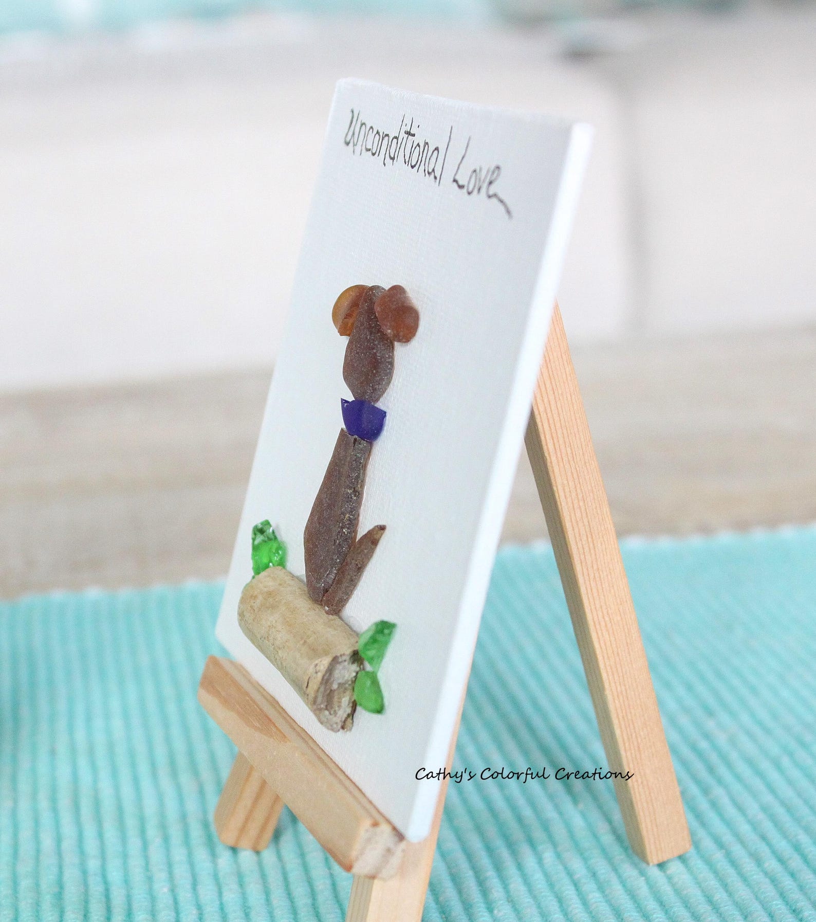 Sea Glass Art, Dog Art, Dog Lover, Mini Canvas Art, Beach Art, Coastal ...