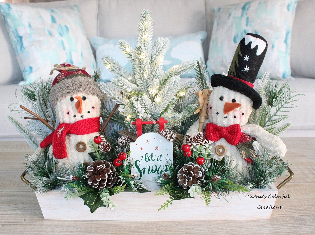 Christmas, Centerpiece, Snowman Centerpiece, Christmas Decor, Snowman ...