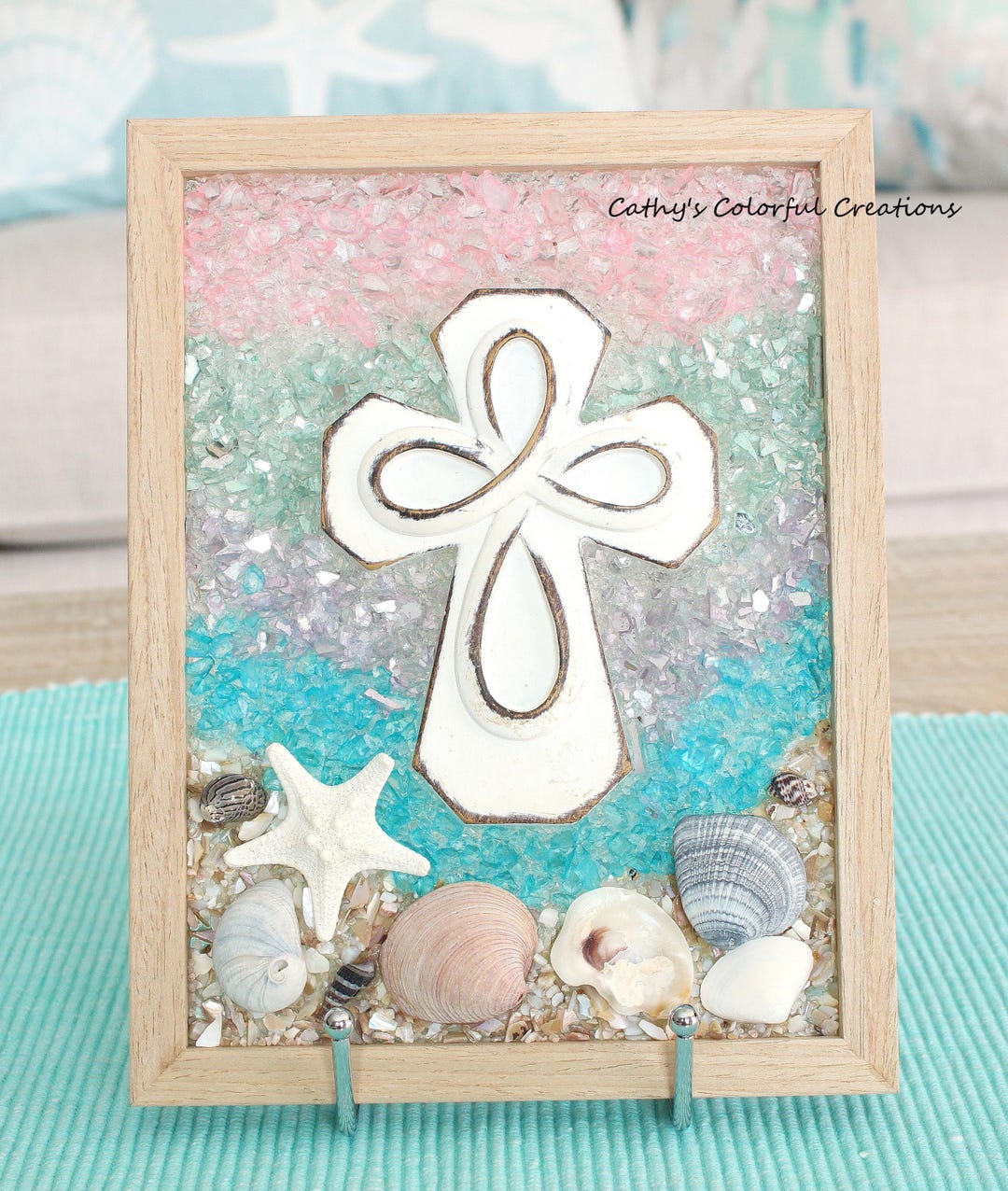 Beach Art, Shell Art, Beach Window, Shell Window, Beach Glass Art, Sea ...
