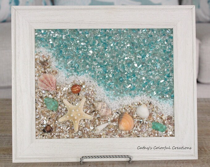 Beach Art, Shell Art, Beach Window, Shell Window, Beach Glass Art, Sea ...