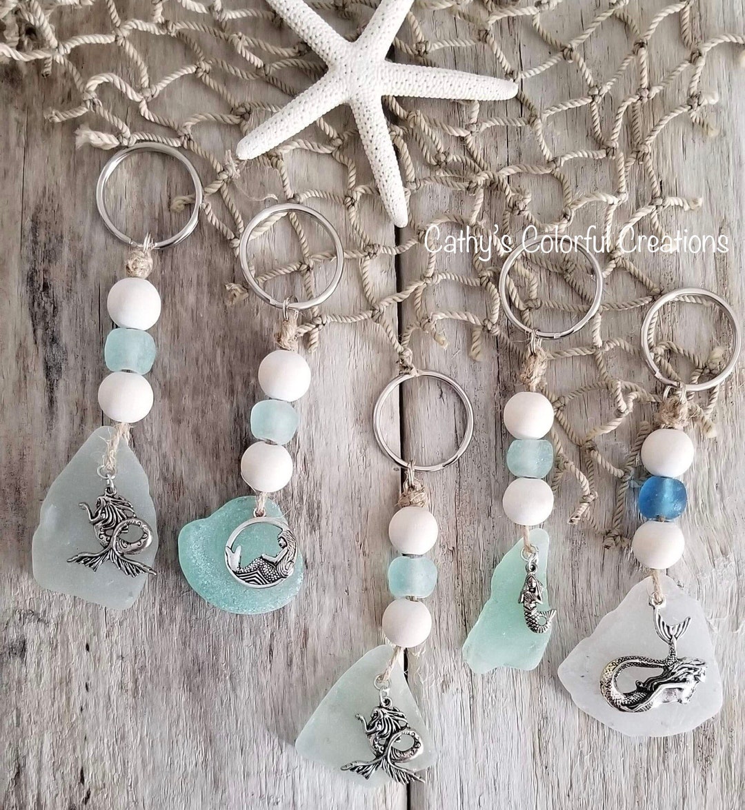 Key Chain, Sea Glass Key Chain, Coastal Key Chain, Beach Key Chain ...