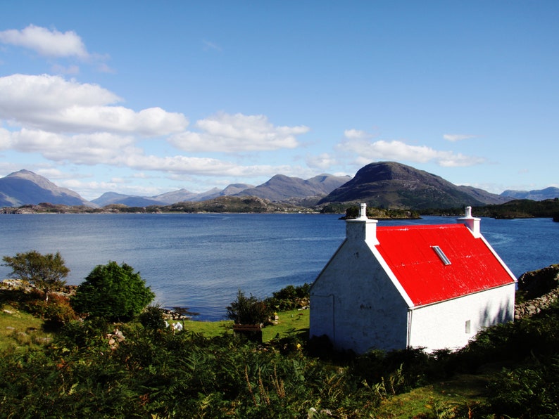 Red Roof House at Loch Torridon NW Highlands Colour Photograph - Etsy UK