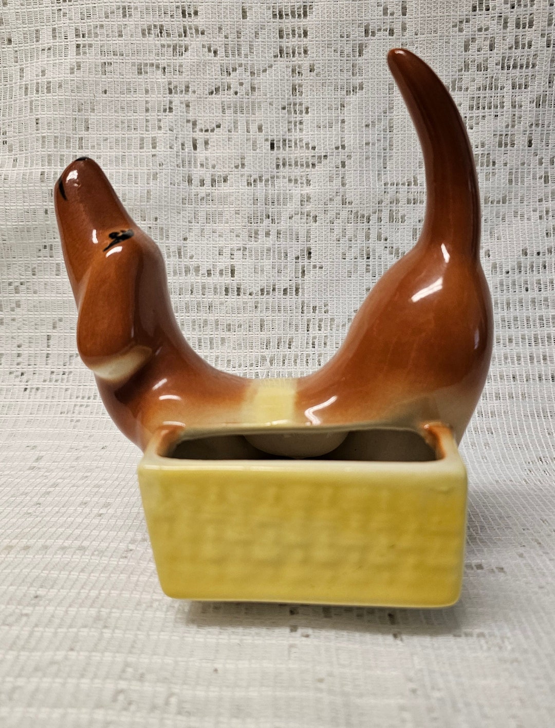Vintage A.L. Hirsch 1950's Pottery Weiner Dog Men's Vanity Caddy ...