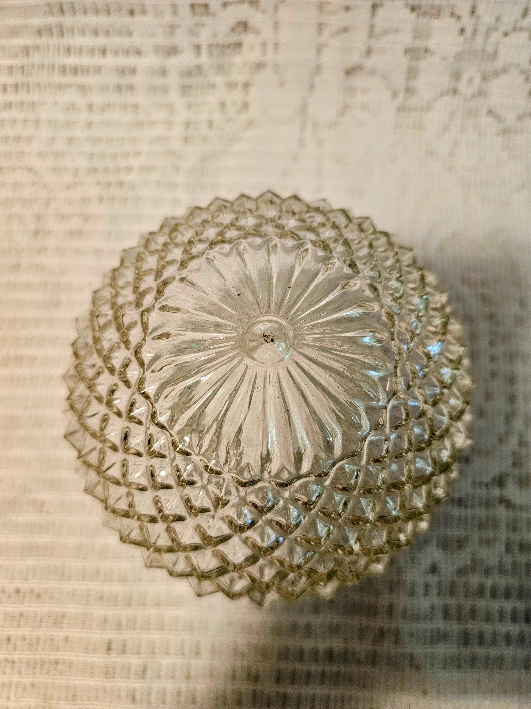 Vintage Diamond Pattern Clear Glass Globe - Etsy