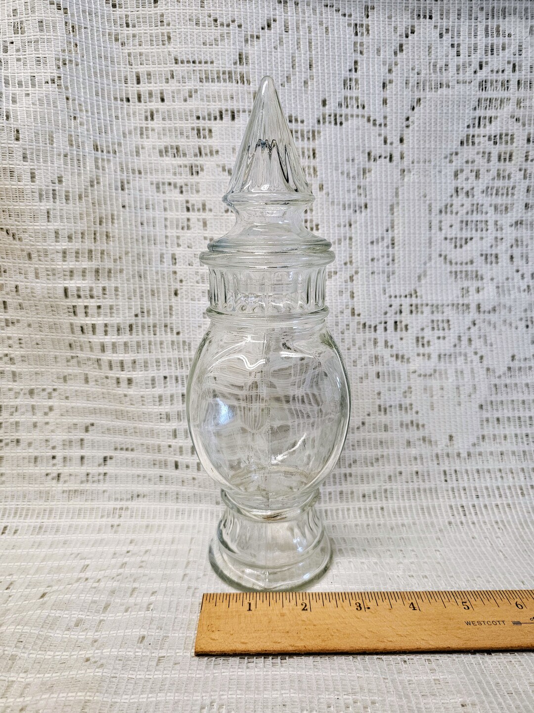 1970's Wheaton Glass Apothecary Drug Store Candy Jar With High Pointed ...