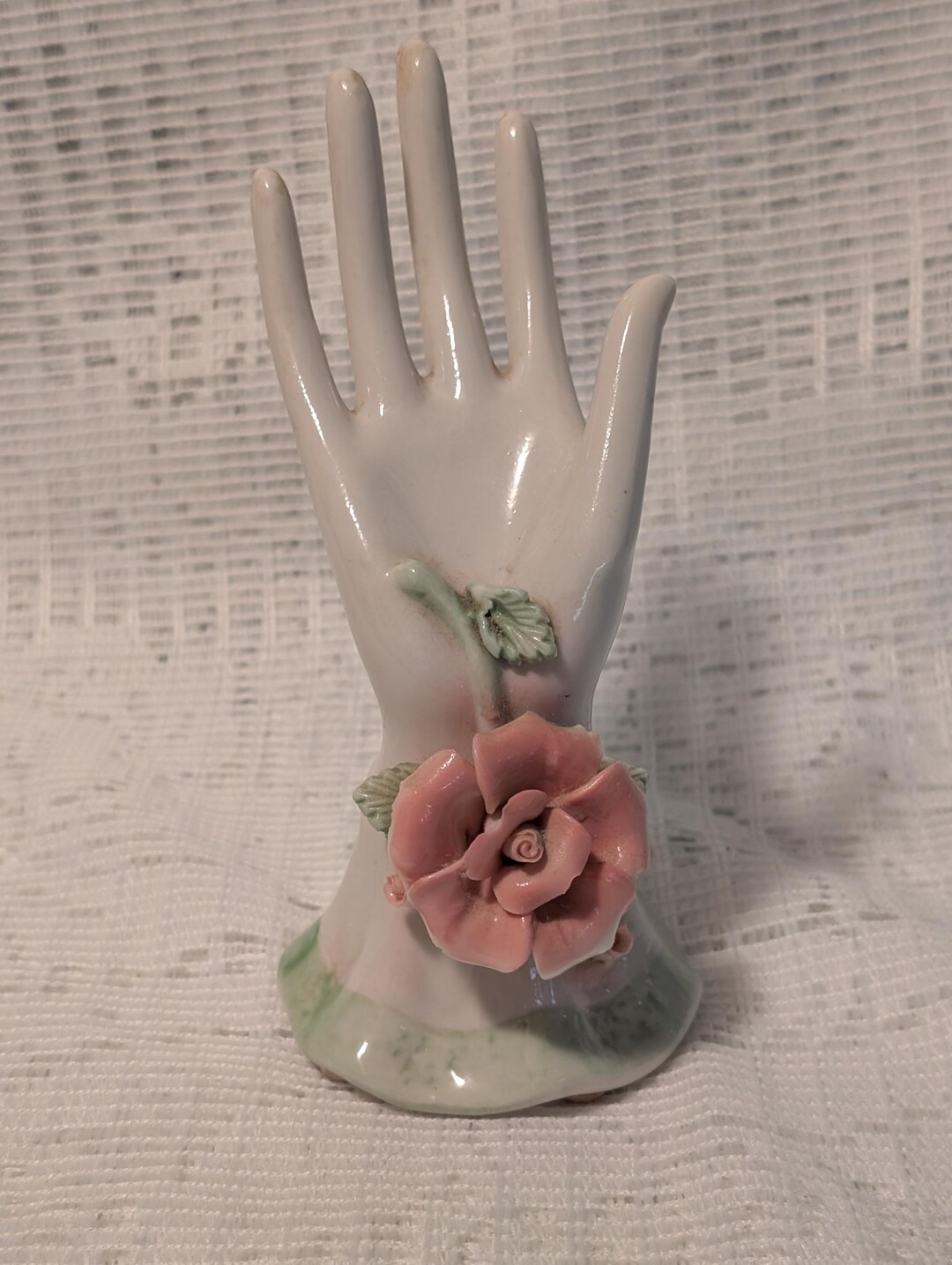 Vintage Porcelain Hand With Rose Ring Holder, Decor - Etsy
