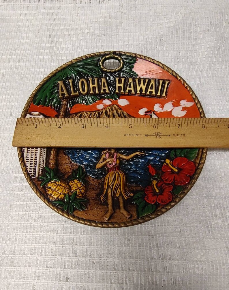 Aloha Hawaii Souvenir Plate, Vintage Hula Dancer Plate, Tiki Souvenir ...
