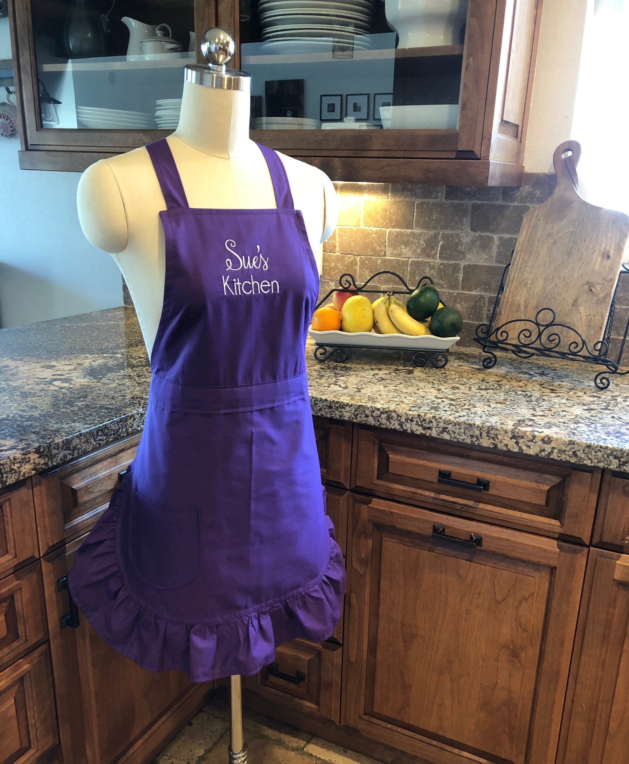 Handmade Personalized Apron Purple Apron Embroidered Apron | Etsy