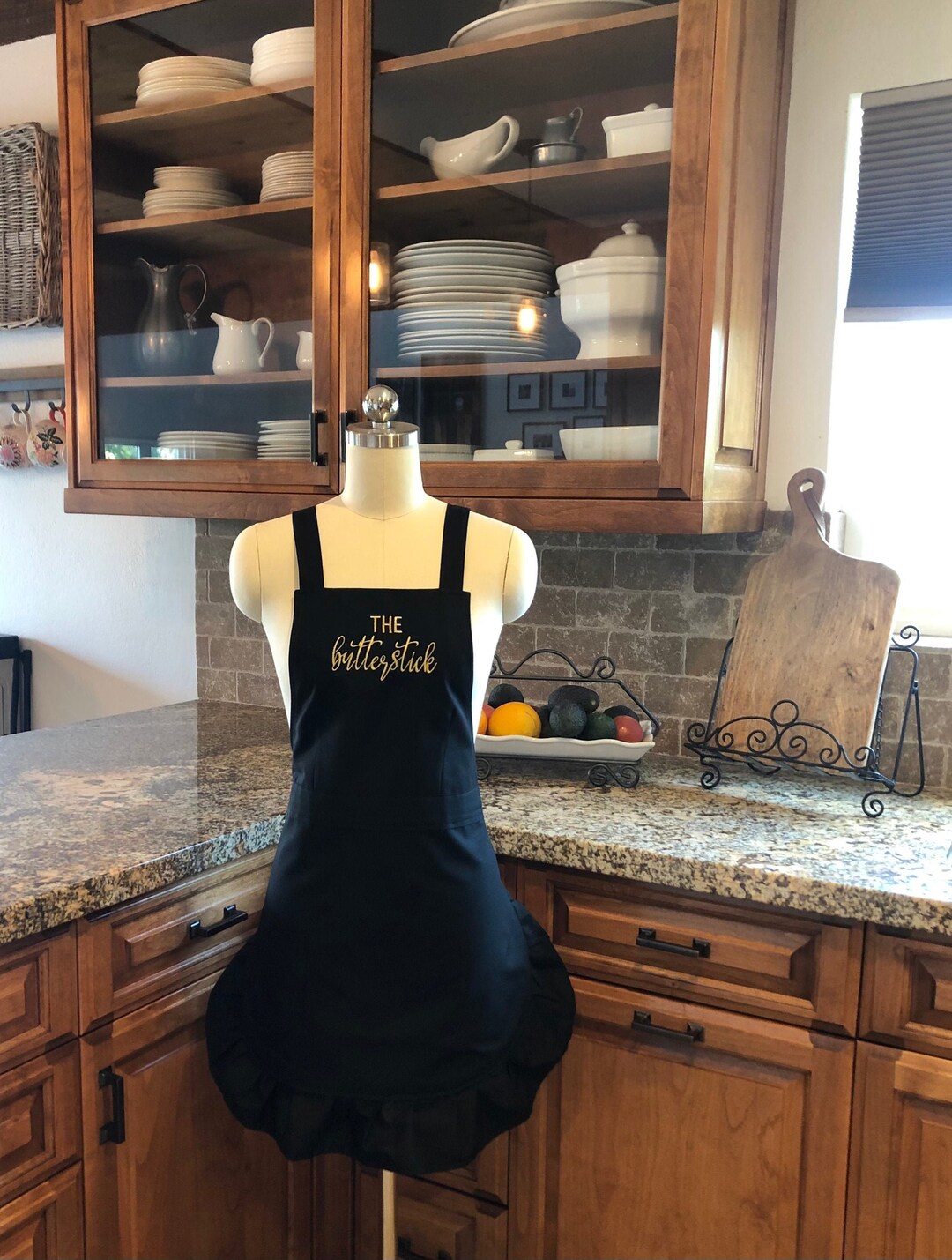 Handmade Personalized Apron, Black Embroidered Apron, Feminine Apron ...