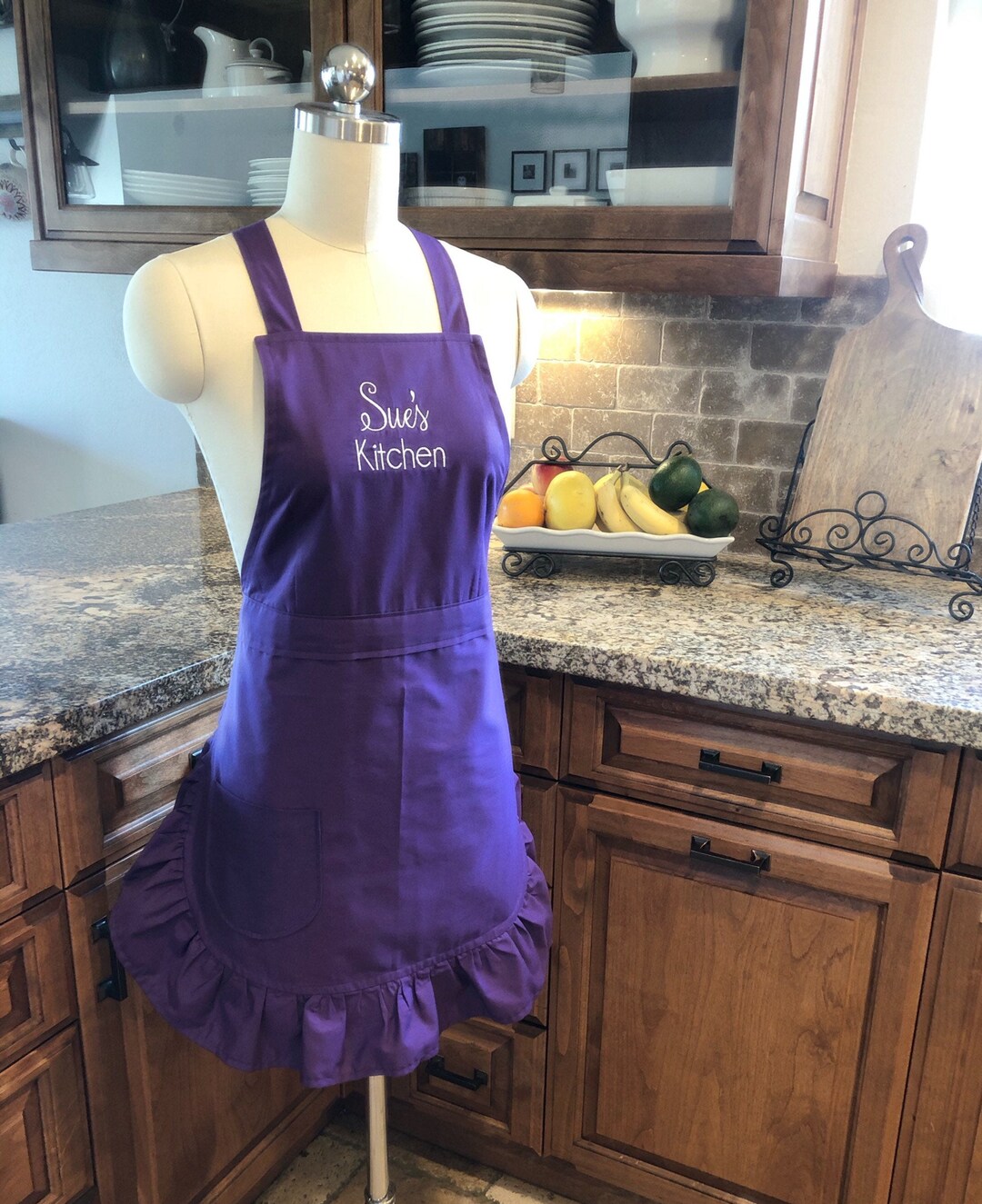 Handmade Personalized Apron, Purple Apron, Embroidered Apron, Feminine ...