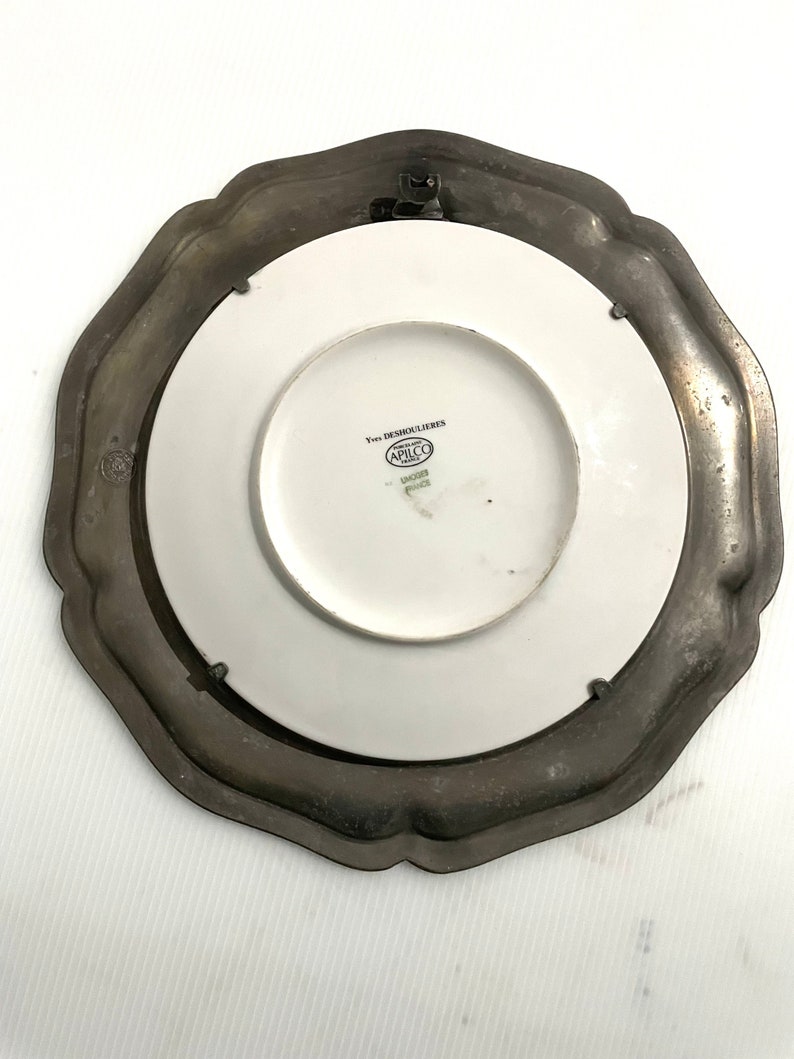1900s French Real Limoges by Yves Dechoulieres Porcelain and Tin Metal ...