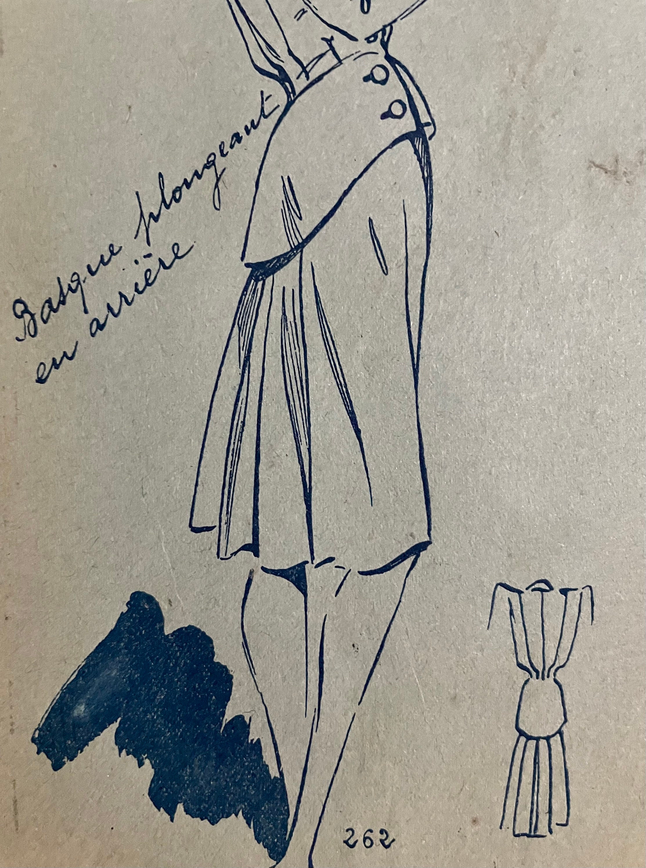1940s French Ink Drawing on Paper. Vintage Fashion in Paris. - Etsy