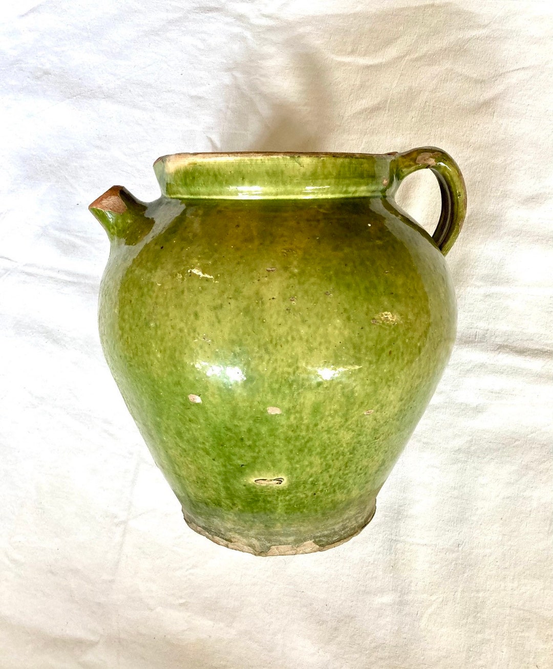 1800s French Antique Pot Confit. Green Glazed Pot. Southern France ...