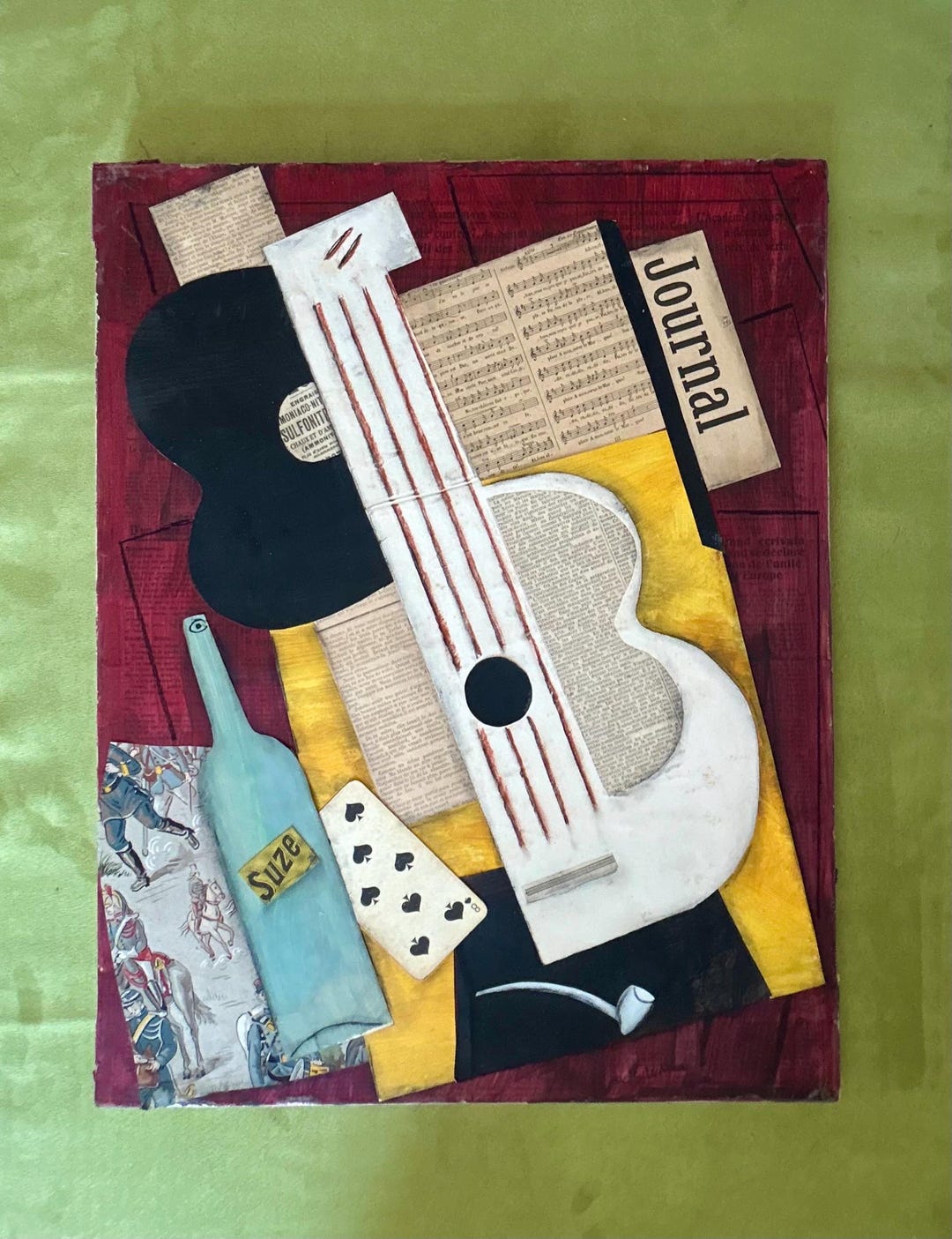 1930s French Cubism Collage Painting on Canvas Cubist Composition ...