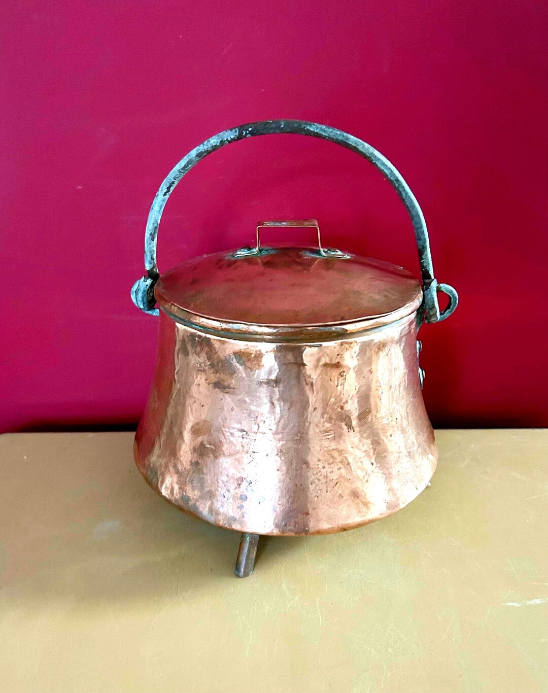 1800s French Antique Heavy Copper Cauldron. Farmhouse Caldron. Antique ...