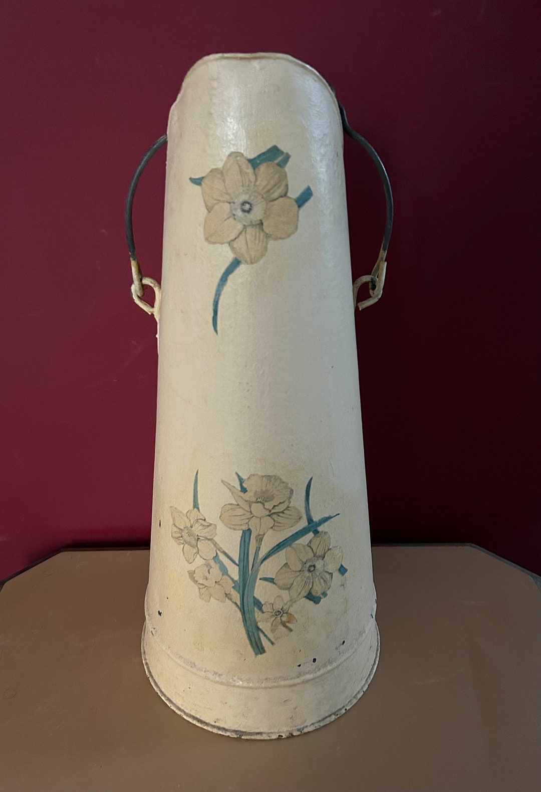 1930s French Antique Shabby Chic Coal Scuttle Hod Bucket. Hand Painted ...