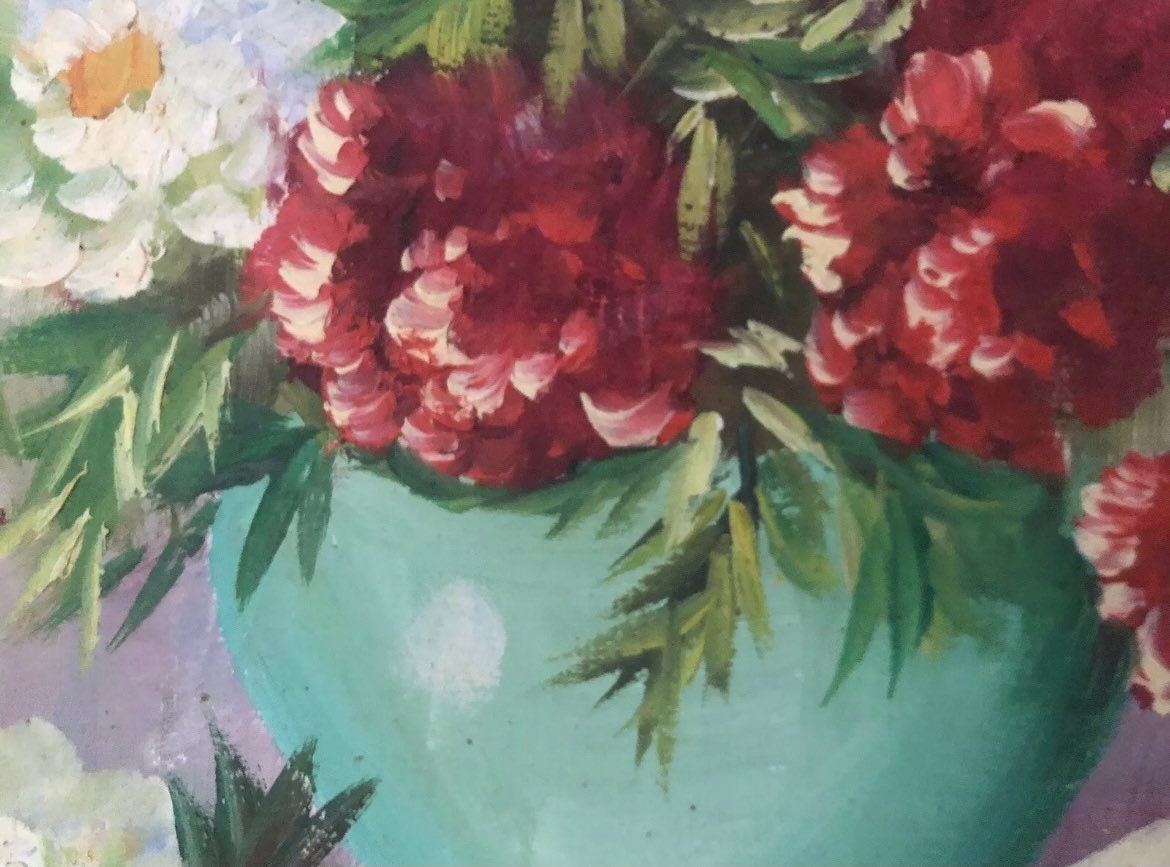 1940s French Shabby Chic Oil painting on panel | Etsy