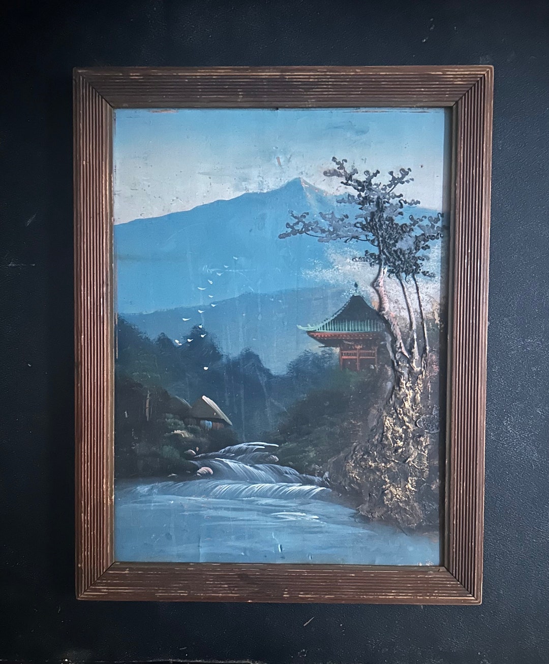 1940s Vietnamese/ French Colonial Oil Painting on Wood. Landscape With ...