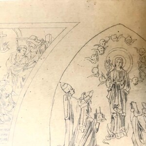 1700s French Ink Drawing on Paper. Architecture Study for Church Fresco ...