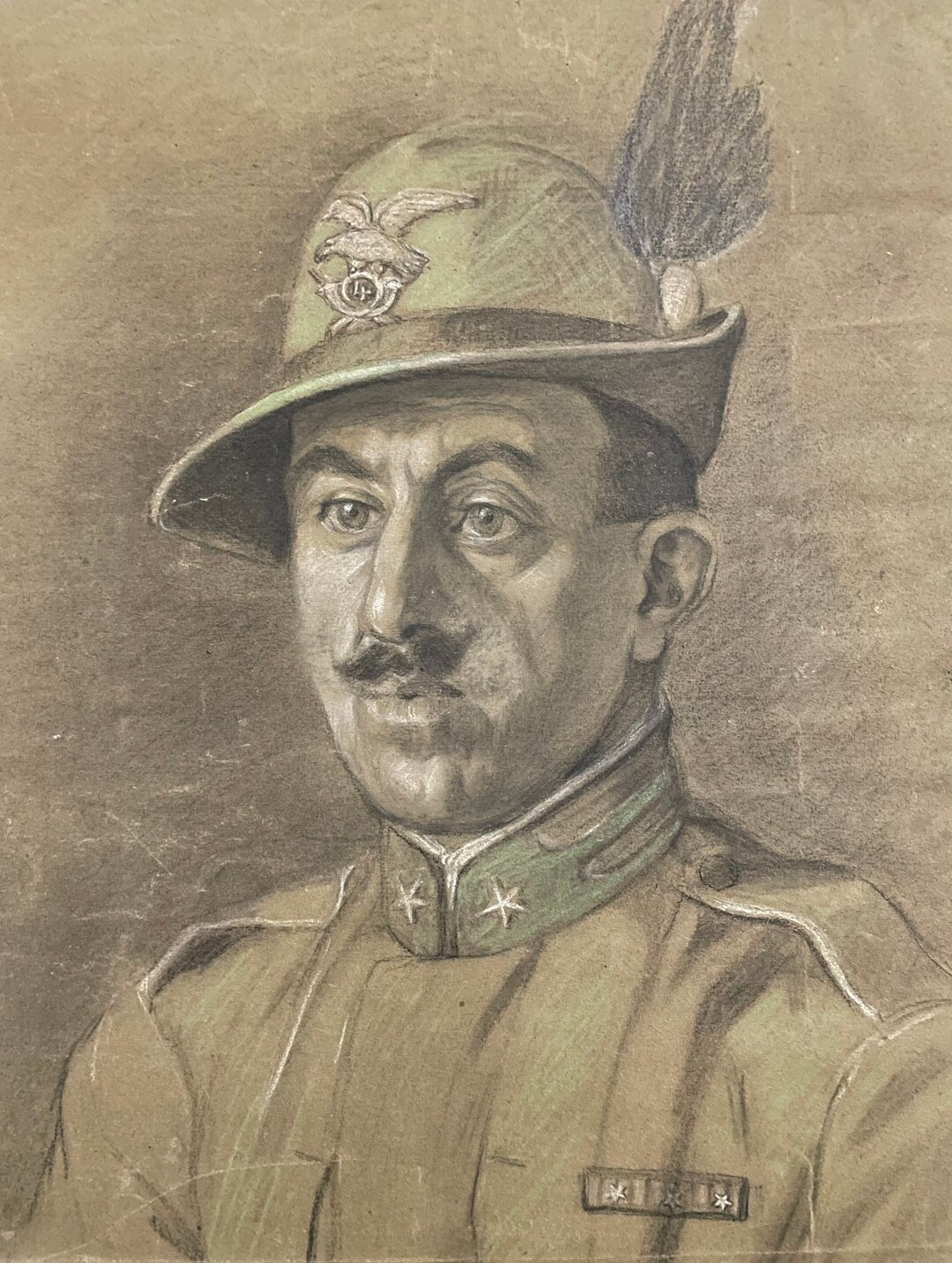 1910s Italian Colored Pencil and Chalk Drawing on Paper. Italian Alpine ...