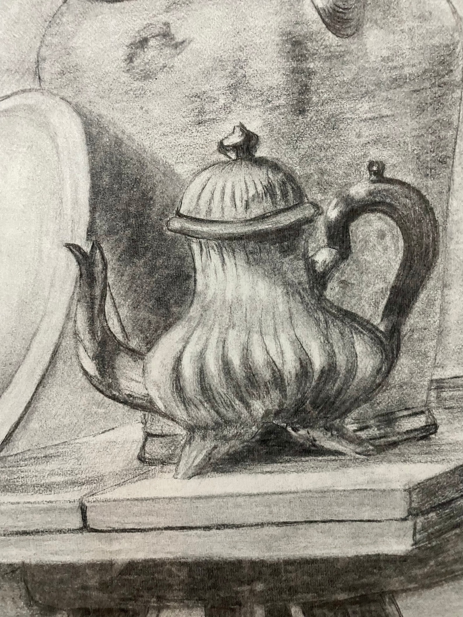 1890s French Antique Pencil Drawing on Paper. Still Life With Jug and ...