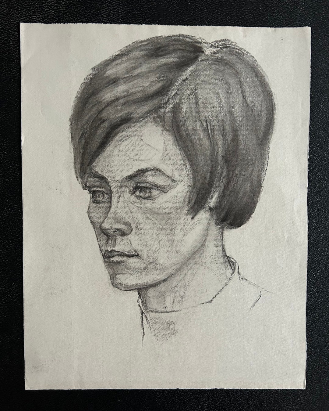 1960s French Pencil Drawing on Paper. Portrait of Parisian Woman. - Etsy