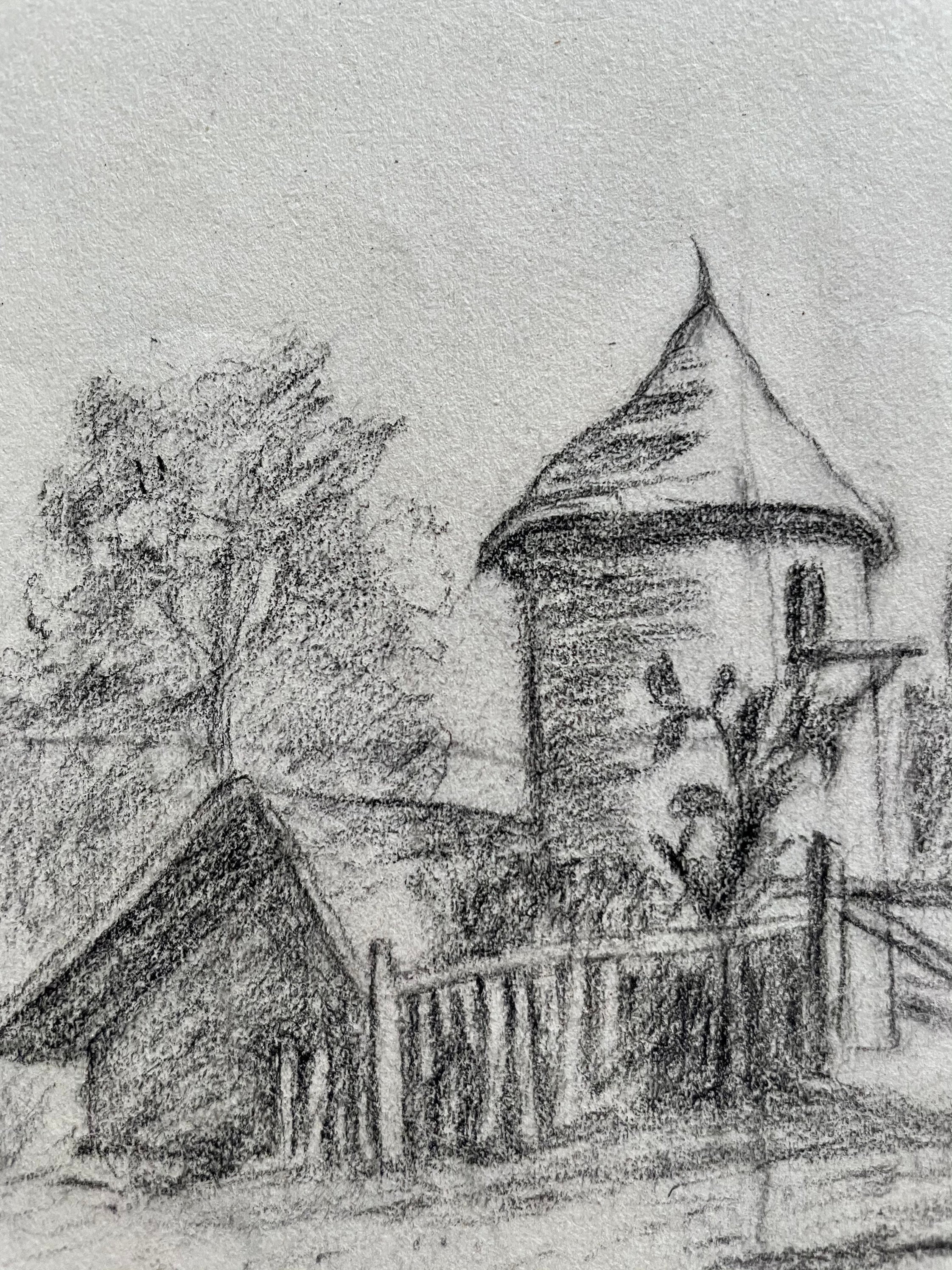 1890s French Graphite Drawing on Paper. Landscapes With Castle - Etsy