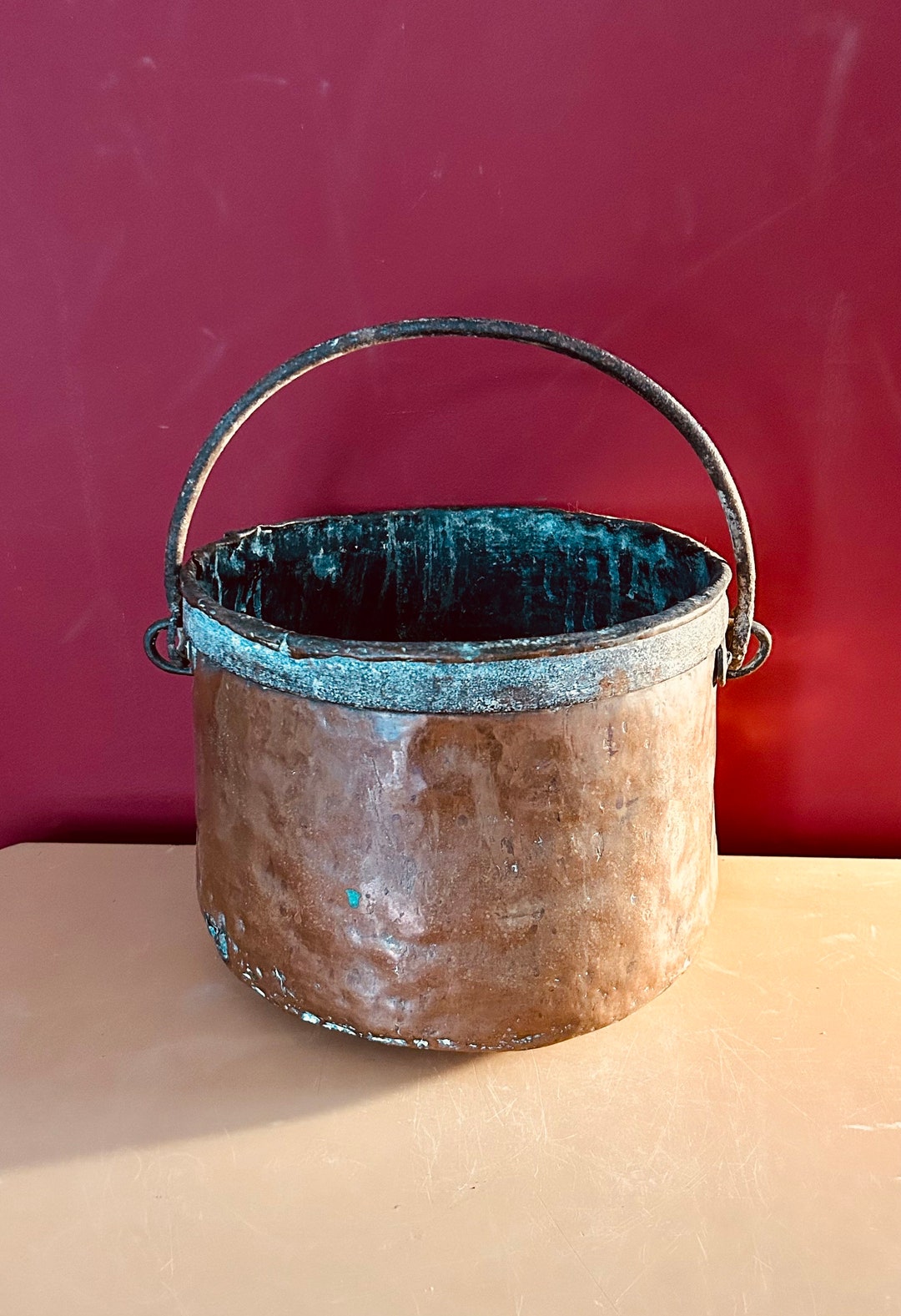 1700s French Antique Heavy Copper Cauldron.red Copper Pot Caldron ...