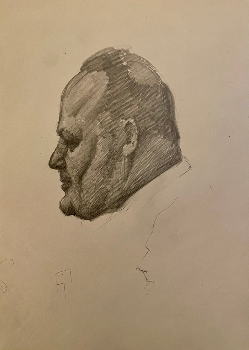 1930s French Pencil Graphite Drawing on Paper. Frenchman - Etsy