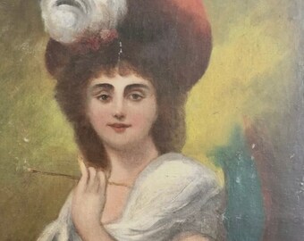 1910s French Shabby Chic Oil Painting on Wood | Etsy