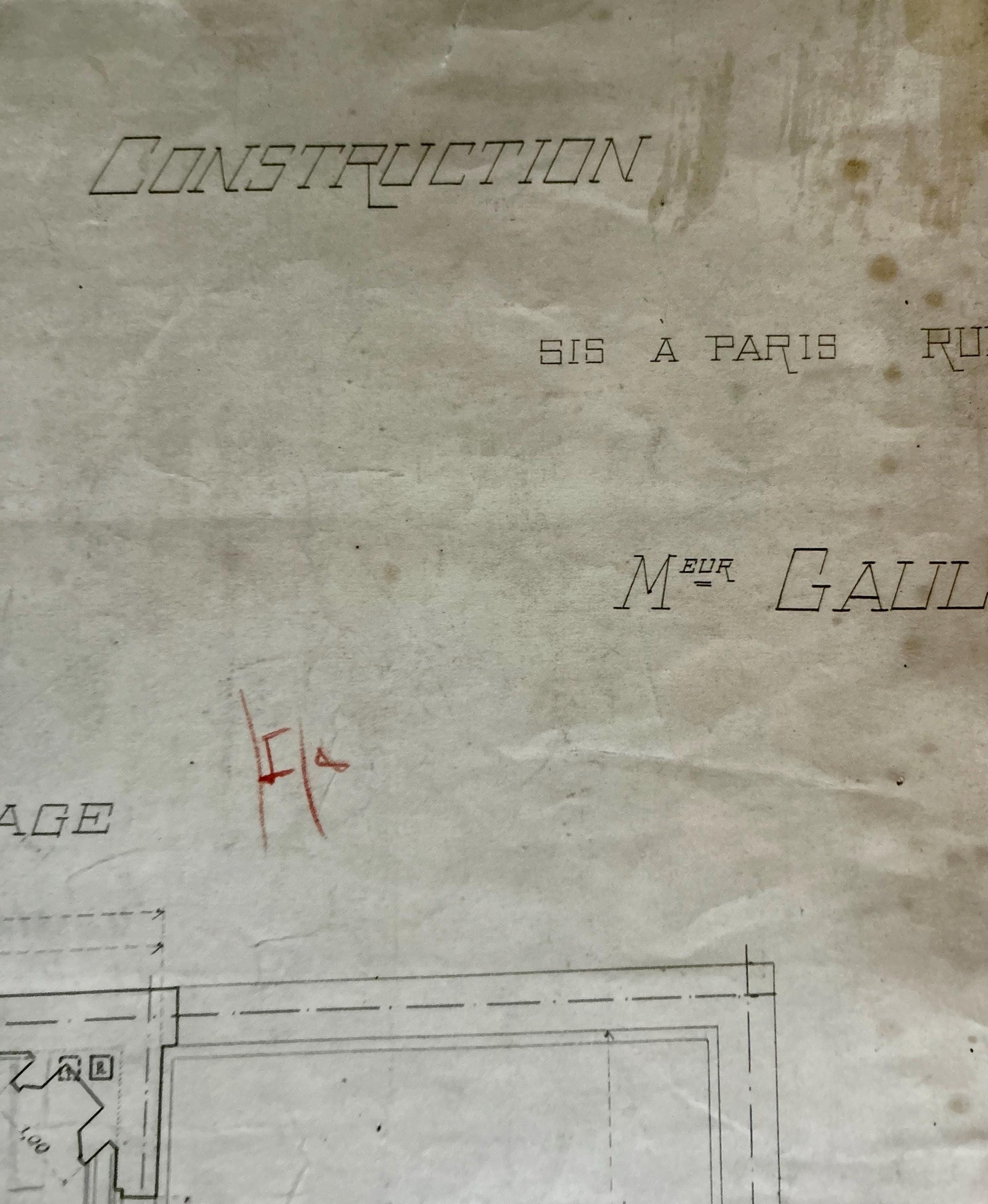 1910s French Architectural Plan of Parisian Apartment Original Handmade ...