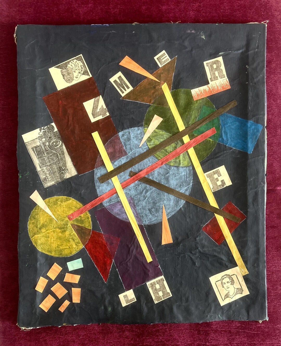 1940s French Constructivism Movement Oil Mixed Media Painting on Panel ...