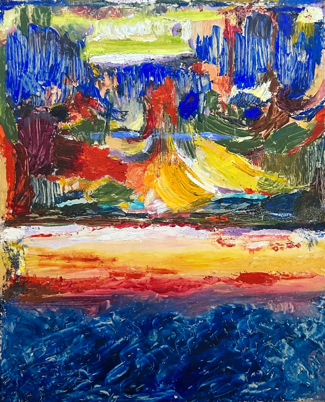 1950s French Vintage Abstract Modernist Avant-garde Oil Painting on ...