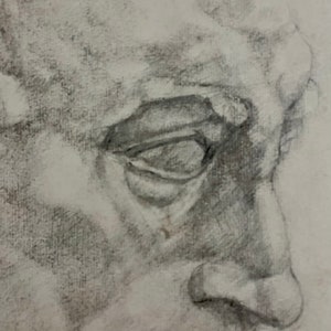 1930s French Graphite Drawing on Paper. Portrait of Ancient Roman Man ...