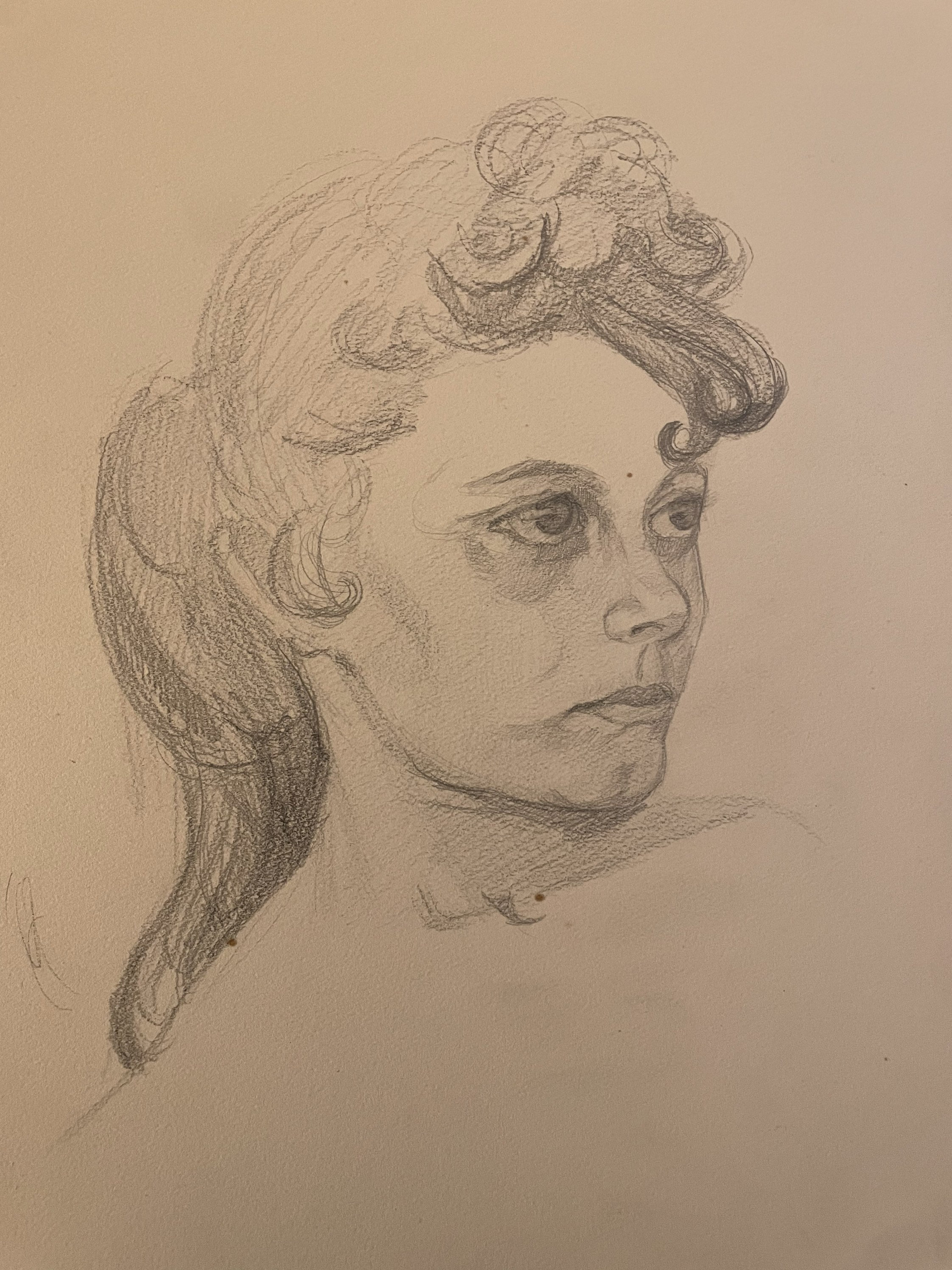 1930s French Pencil Graphite Drawing on Paper. Woman Portrait. - Etsy