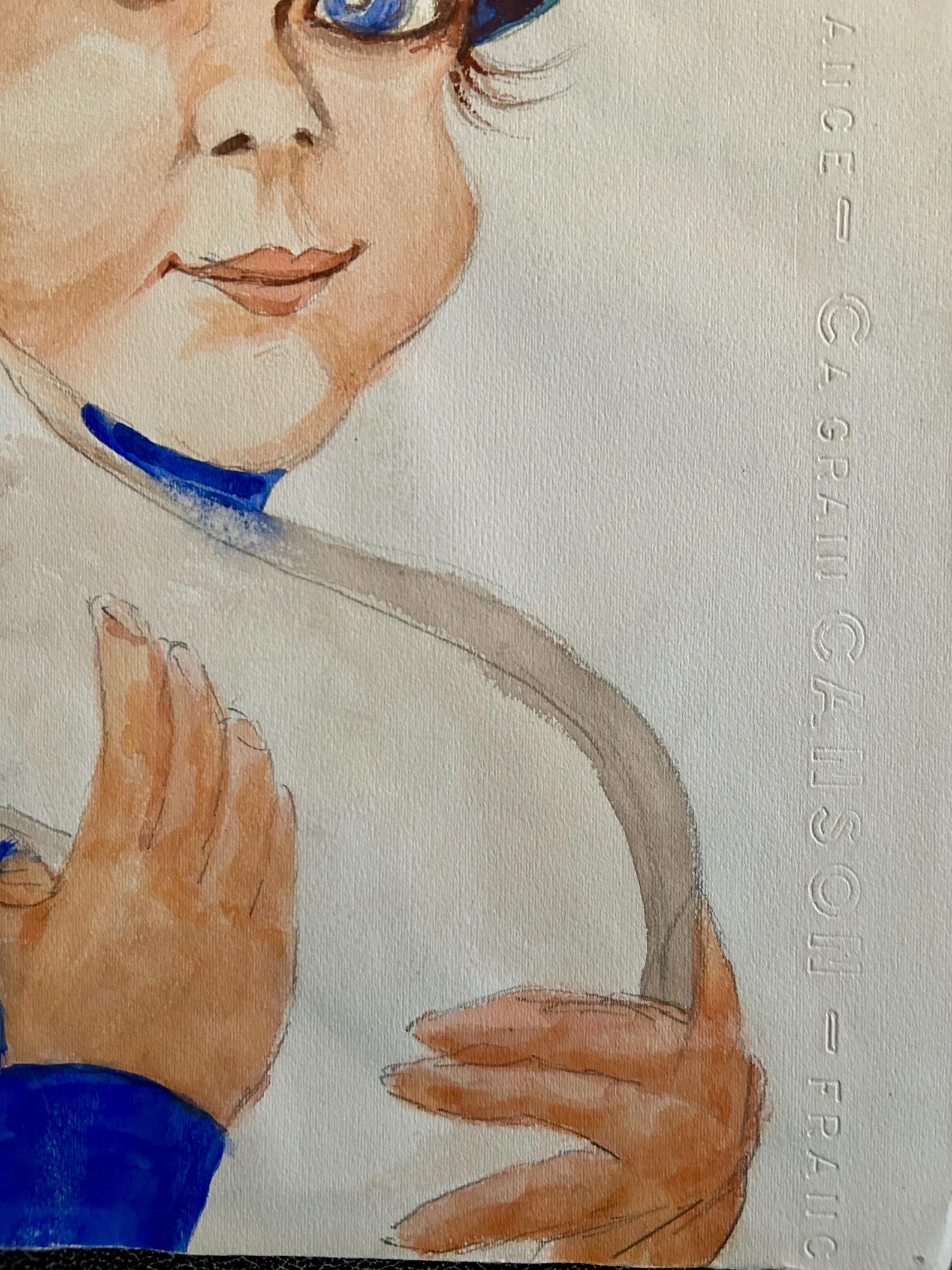1960s French Big Eyes Kitsch Art Gouache Painting on Paper. in the ...