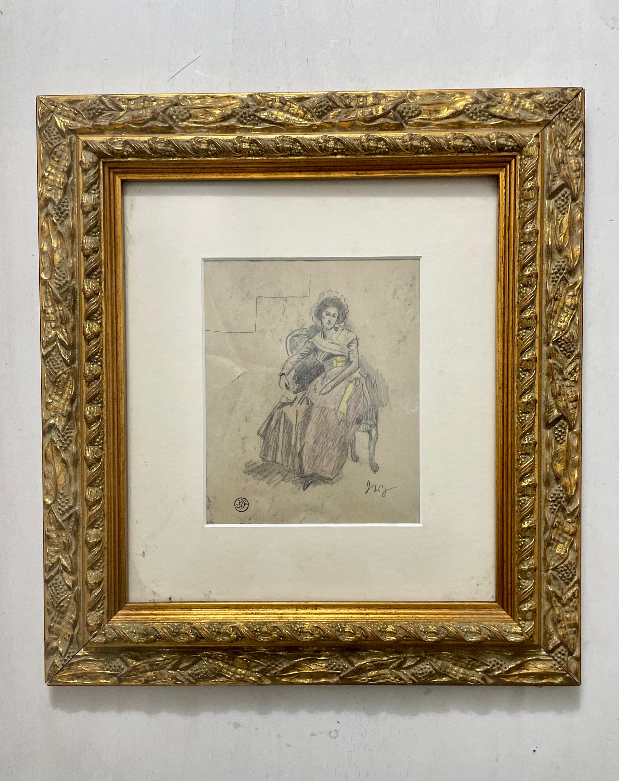 1860s French Old Master Antique Pencil Drawing. Young Woman - Etsy