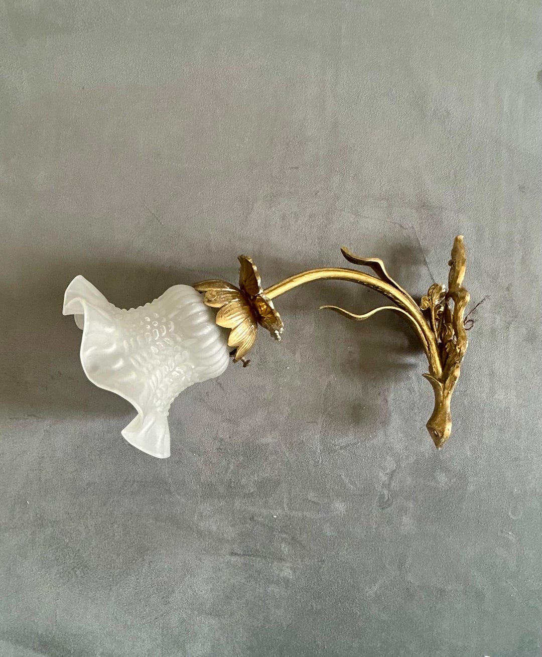 1920s French Art Nouveau Wall Lamp 1 Light Bulb and Tulip Glass Bronze ...