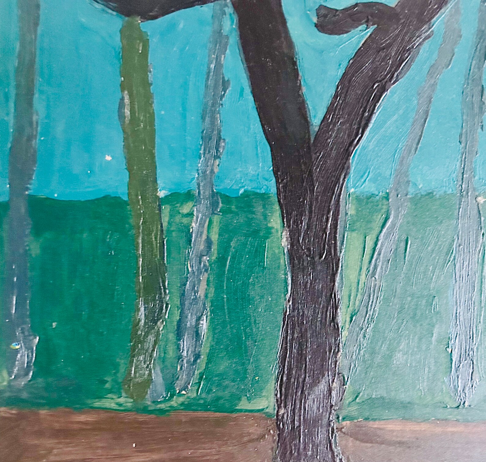 1960s French Vintage Modern Art Oil Painting on Panel. Trees in the ...