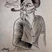 1940s French Antique Charcoal Drawing on Paper. Portrait of Ancient ...
