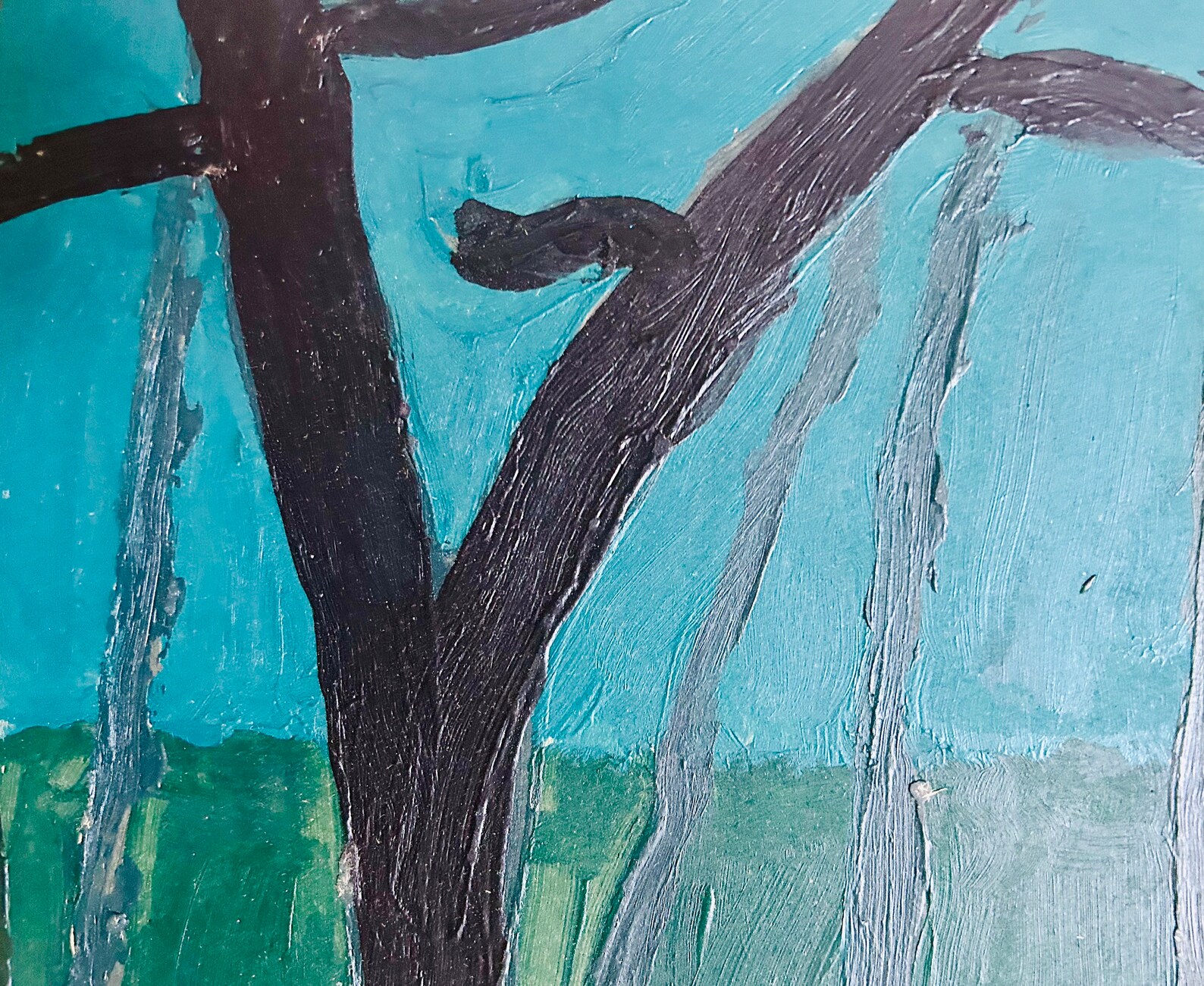 1960s French Vintage Modern Art Oil Painting on Panel. Trees in the ...