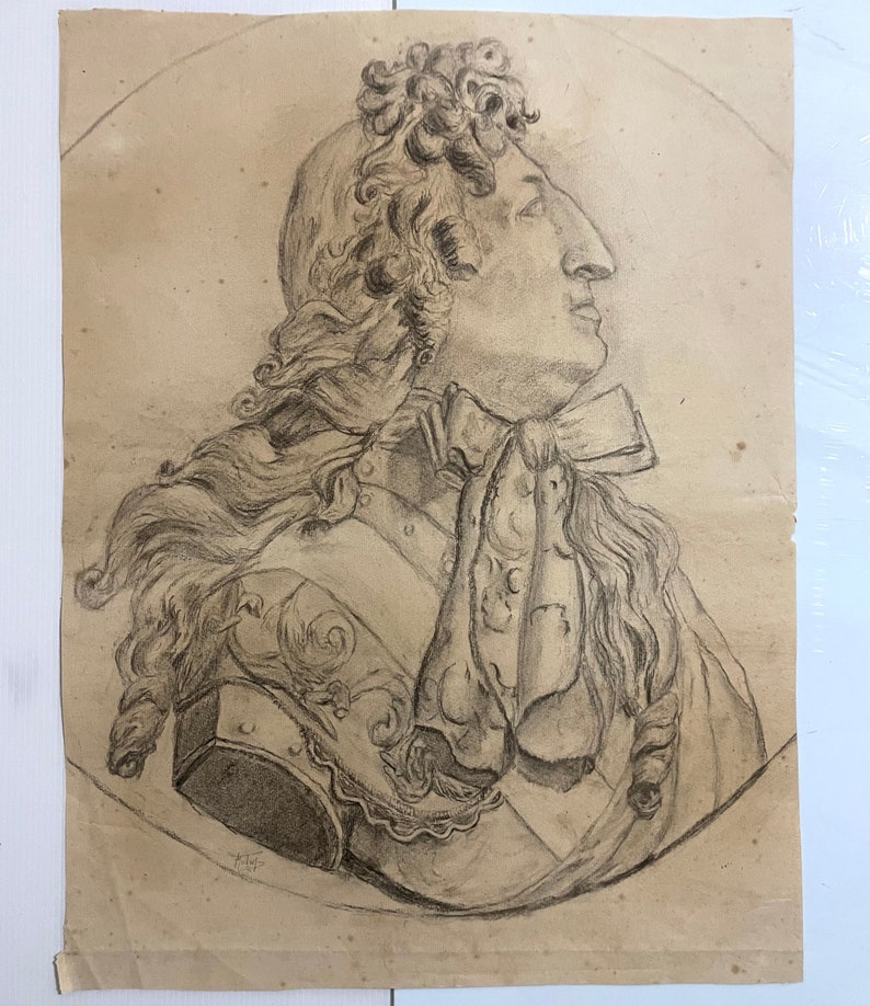 1700s French Graphite Drawing on Paper. Portrait. - Etsy