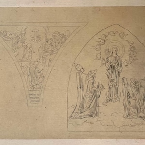 1700s French Ink Drawing on Paper. Architecture Study for Church Fresco ...