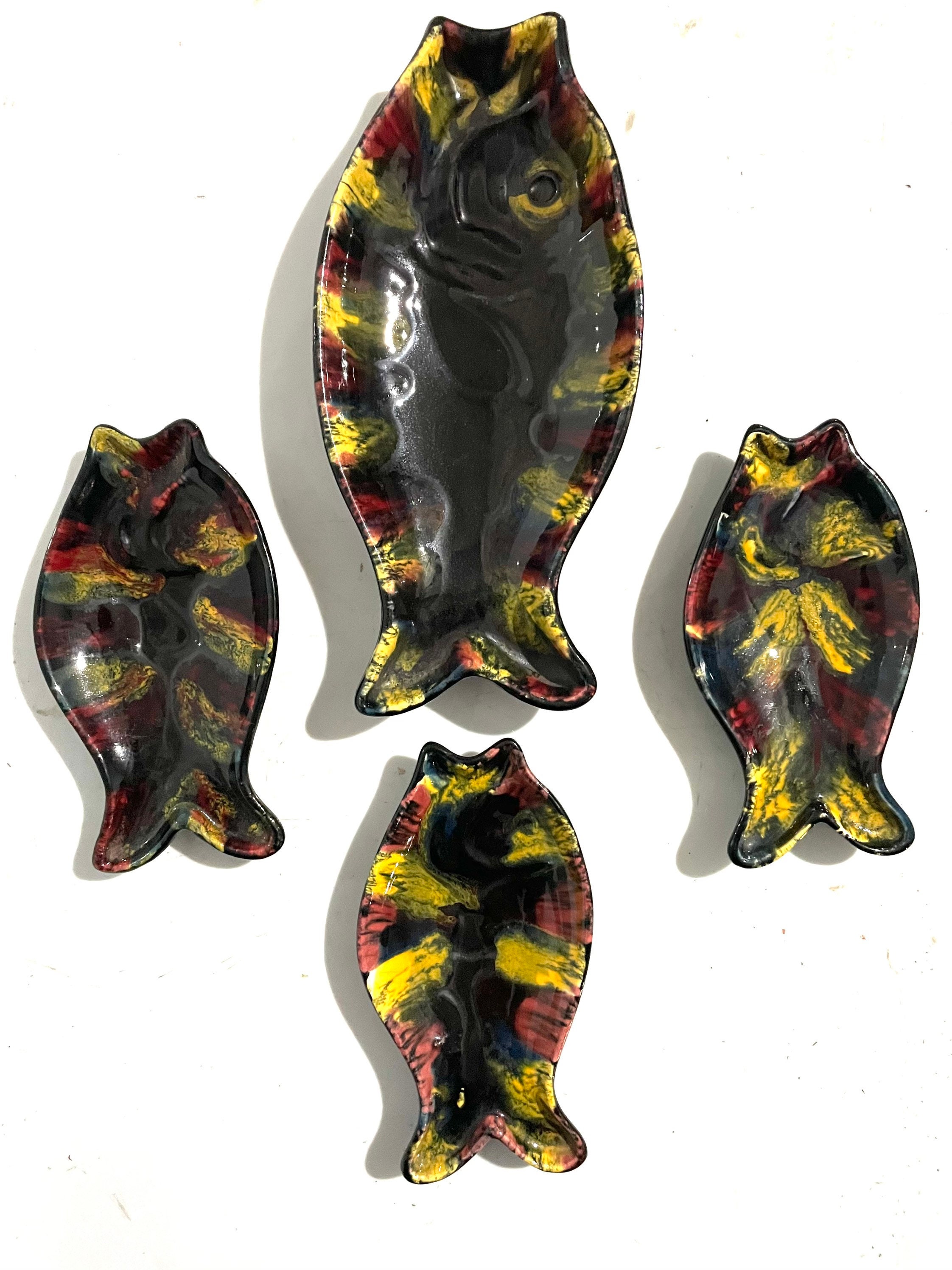 1950s French Vintage Vallauris Pottery Porcelain Set of 4 Fish - Etsy