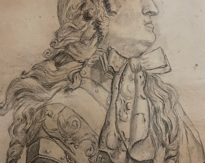 1700s French Graphite Drawing on Paper. Portrait. - Etsy
