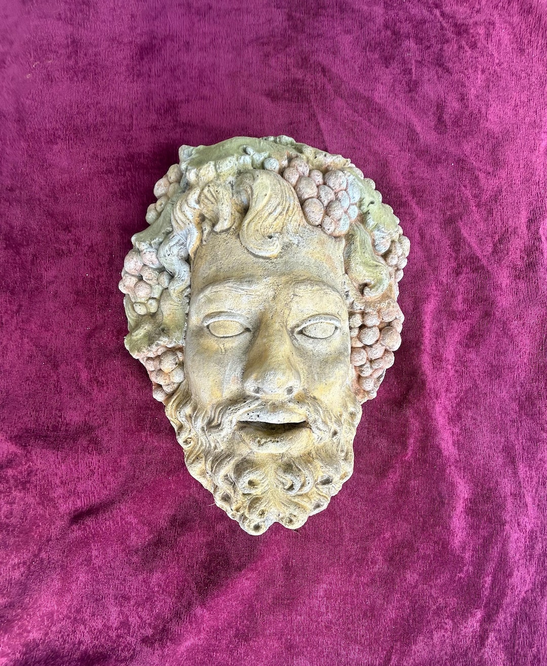 1700s French Bacchus Fountain Head Sculpture Antique Stoneware Wall Art ...