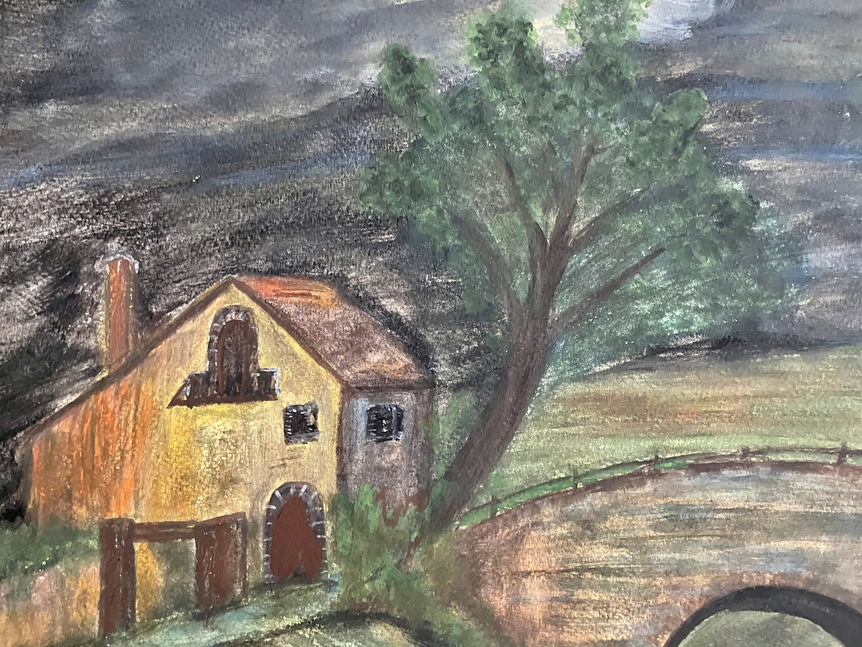 1940s French Pastel Painting on Paper | Etsy